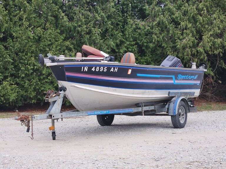 (AV) 1992 Spectrum 1606 Bass Boat, US Marine Power Force Outboard Motor ...