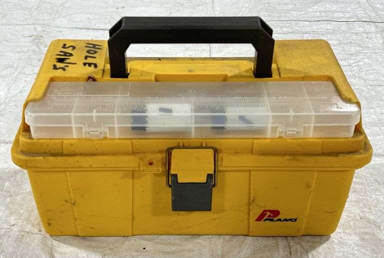 (L) Plano Plastic Tool Box w/ Assorted Drill & - Kraft Auction Service, LLC