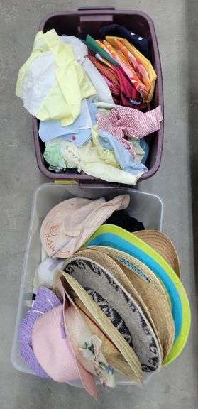 (S) Box Lot Of Hats Pants Doll Clothes Random Cuts Of Fabric And More ...