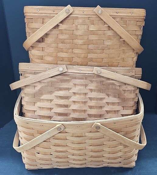 (K) Three Medium Sized Longaberger Handwoven Baskets - Kraft Auction ...