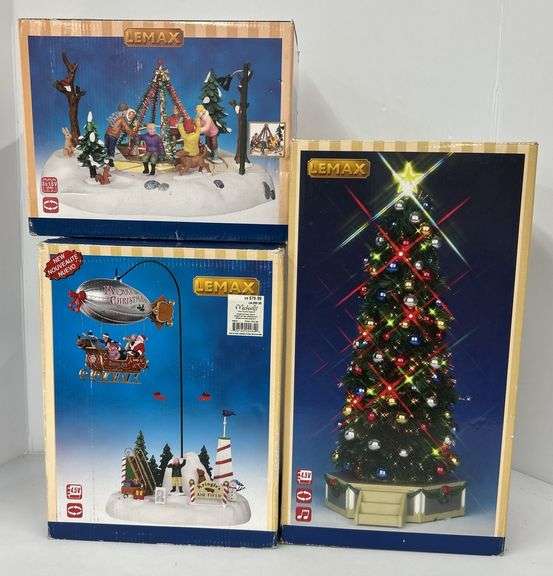 (AF) Lemax Village Animated Animated Christmas Tree, Sleigh Balloon ...