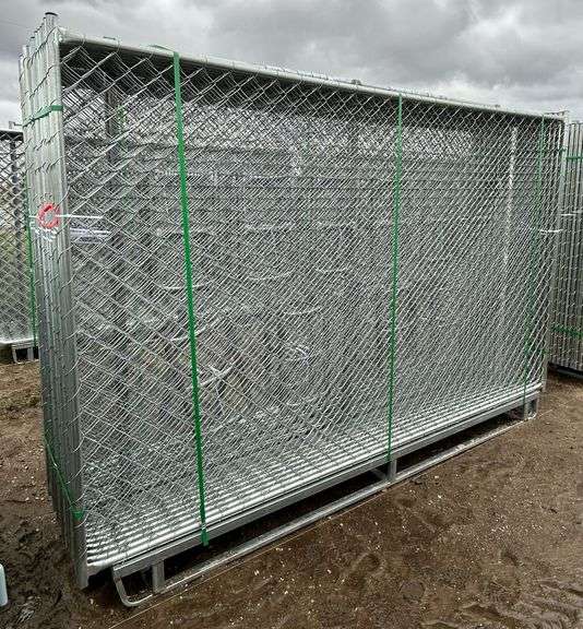 (AH) 112”Wx71”L Work Site Galvanized Freestanding Chain Link Fencing ...