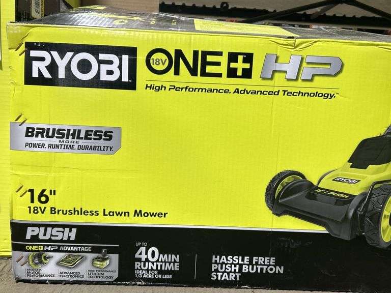 (CV) Ryobi 16" 18V ONE+ HP Push Lawn Mower - Kraft Auction Service, LLC