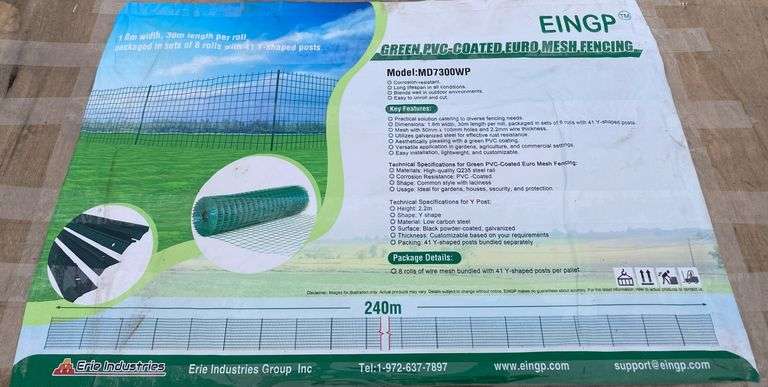 (CX) EINGP Green PVC-Coated Euro Mesh Fencing - Kraft Auction Service, LLC