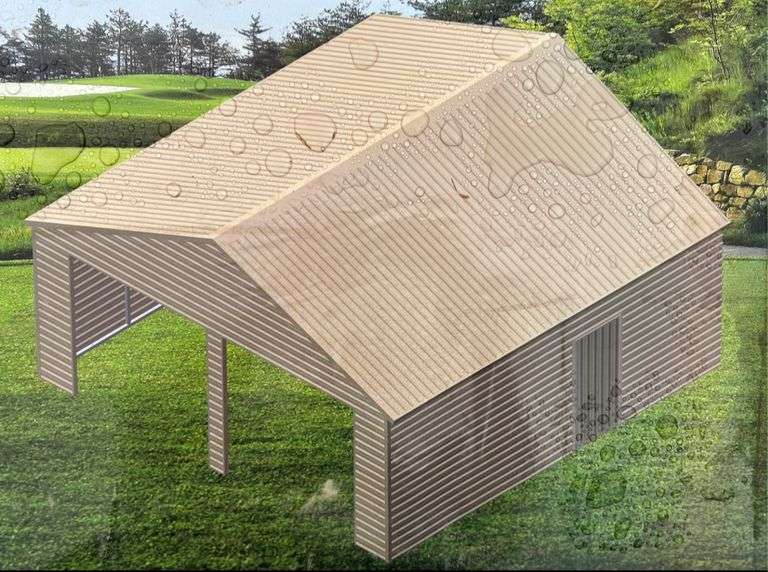 (AH) 23’x22’ Double Garage Metal Barn Shed - Kraft Auction Service, LLC