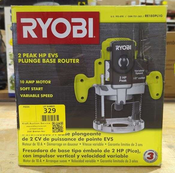 Ryobi 2 Peak HP EVS Plunge Base Router (Model RE180PL1G)**Sealed Box ...