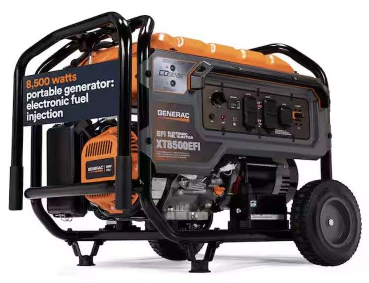 (CV) Generac 7247 XT8500EFI Portable Gas Generator - Kraft Auction Service, LLC