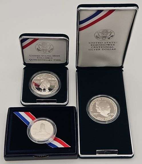 US Mint First Flight Centennial Coin, Columbus Quincentenary Coin, And ...