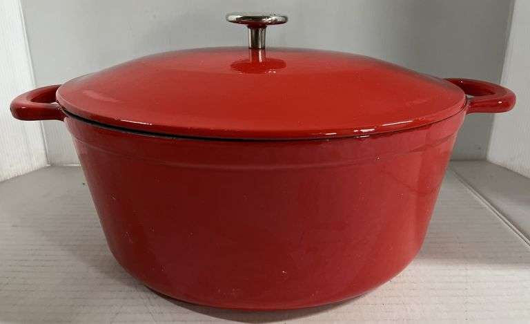 (R) Sur La Table 8 Quart Enameled Red Dutch Oven Pot With Lid - Kraft ...