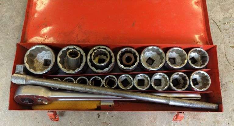 (E) Large Socket Set with Ratchet - Kraft Auction Service, LLC