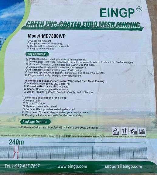 (CX) EINGP Green PVC-Coated Euro Mesh Fencing - Kraft Auction Service, LLC