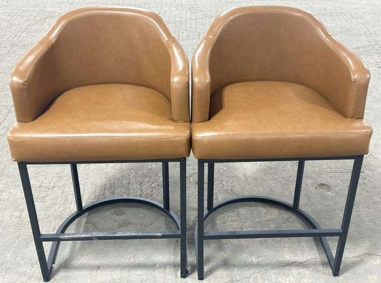 (CY) Faux Leather Counter Height Bar Stools - Kraft Auction Service, LLC
