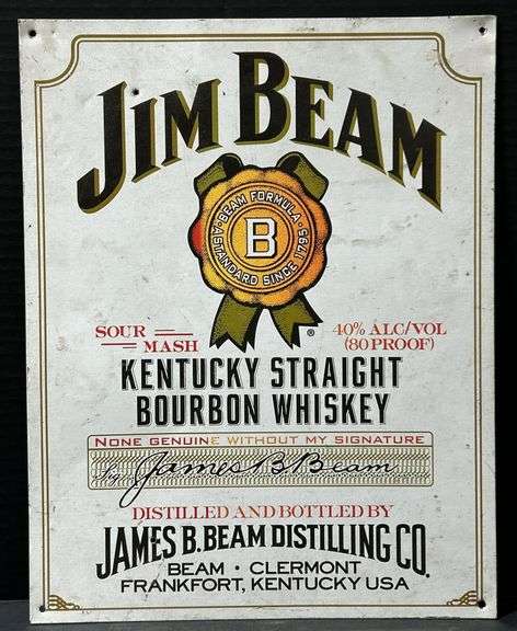 (AA) Metal Jim Bean One Sided Sign - Kraft Auction Service, LLC