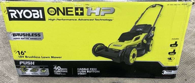 (CU) Ryobi 18V One+ HP 16" Push Lawn Mower - Kraft Auction Service, LLC