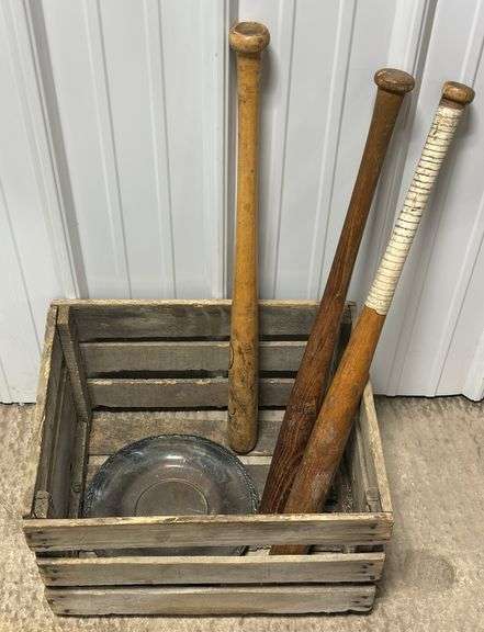 (AA) Lot: Wooden Crate, Baseball Bats & More - Kraft Auction Service, LLC