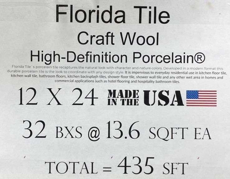(WE) Florida Tile CRAFT WOOL 12x24 Porcelain Tile - Kraft Auction ...