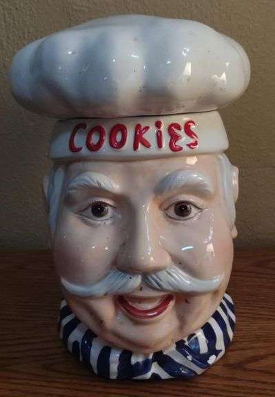 Vtg. Chef Baker Head Ceramic Cookie Jar (9" Tall) - Kraft Auction ...