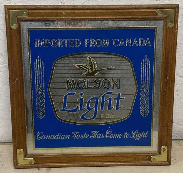 Molson Light Beer Mirrored Sign, 15x15in - Kraft Auction Service, LLC