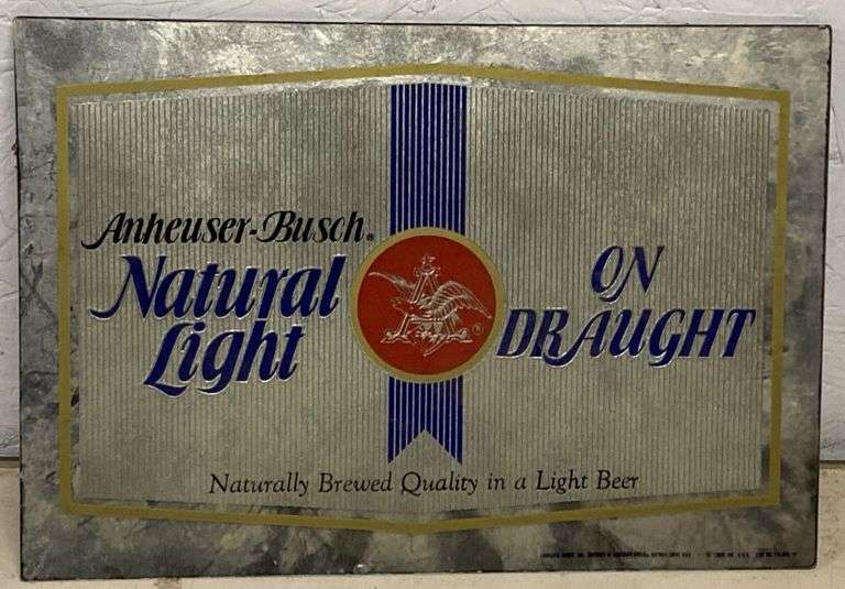 Natural Light Beer On Draught Mirrored Sign, - Kraft Auction Service, LLC