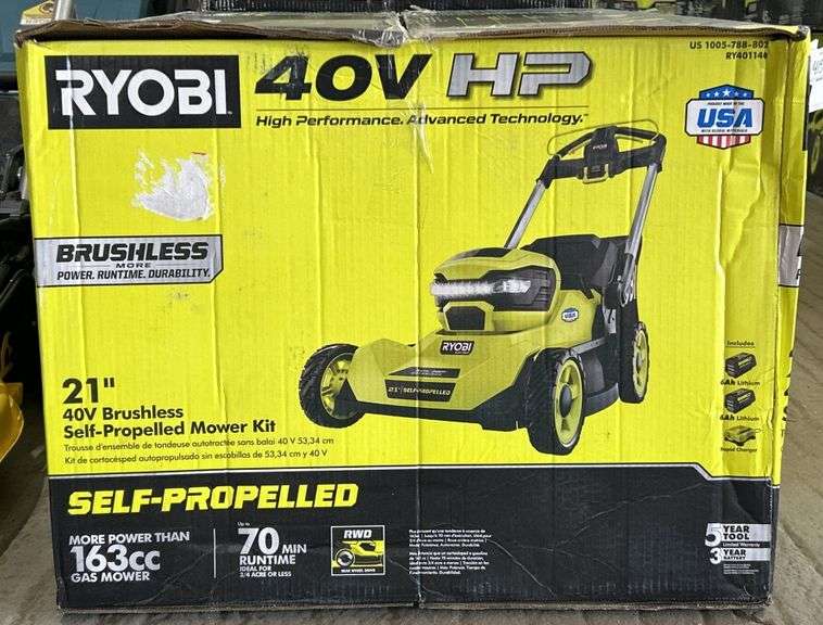 (CV) Ryobi 21" 40V HP Self Propelled Lawn Mower - Kraft Auction Service ...