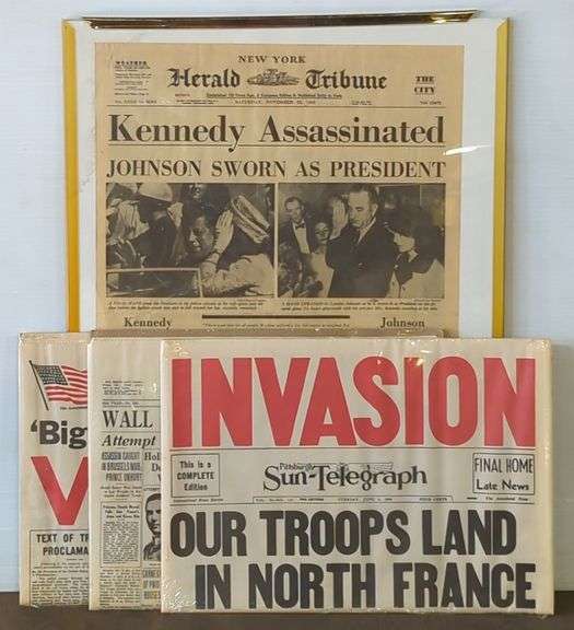 (ZA) Newspaper Articles Inc, 1963 Kennedy Assassination & 1929 Wall St ...
