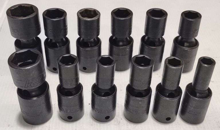Snap-On 1/2" Drive 6-Point Metric Semi-Deep Impact Swivel Sockets Incl ...