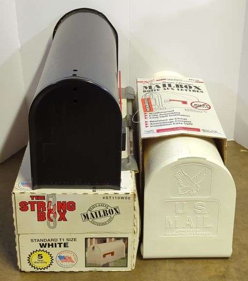 (ZA) The Strong Box Mailbox Standard T1 Size White & Metal U.S. Black ...