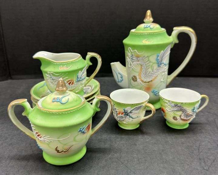 (N) Dragonware Tea Set Betsons Green Hand Painted Moriage. - Kraft ...
