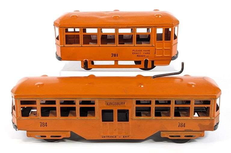 (2) Kingsbury Clockwork Trolley Cars - Kraft Auction Service, LLC