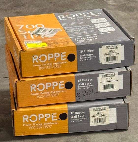 (3) ROPPE TP Rubber Wall Base - Kraft Auction Service, LLC