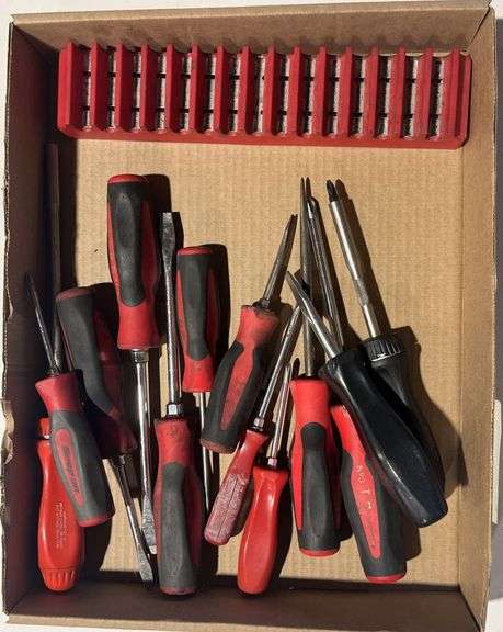 Assorted Snap-On Screwdrivers And Magnetic Holder - Kraft Auction Service, LLC