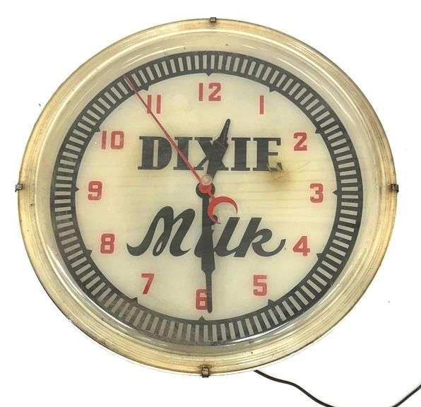 Dixie Milk Lighted Advertising Clock - Kraft Auction Service, LLC