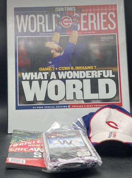 (R) Chicago Cubs collectibles 2016 WS program framed picture and more ...