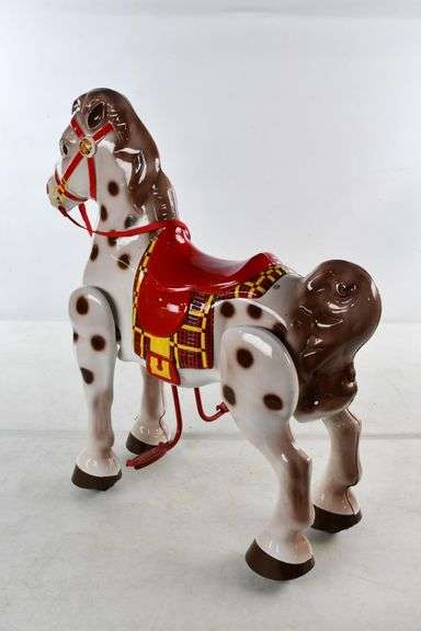 Restored MOBO White Bronco Ride On Horse - Kraft Auction Service, LLC