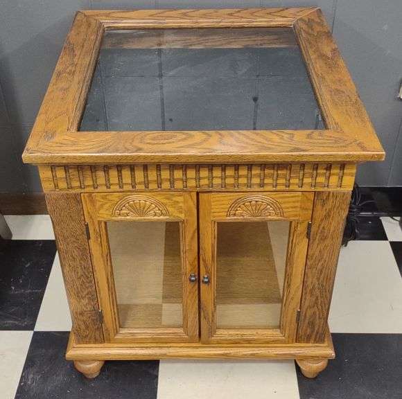 Wooden End Table w/ Shadow Box Display Top (22"×22"×25") - Kraft ...
