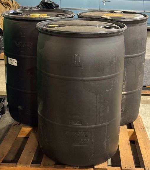 (3) 55-Gallon Plastic Drums (Empty) - Kraft Auction Service, LLC