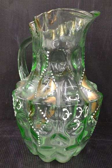 (X) Colored Glass Ruffled Pitcher - Kraft Auction Service, LLC