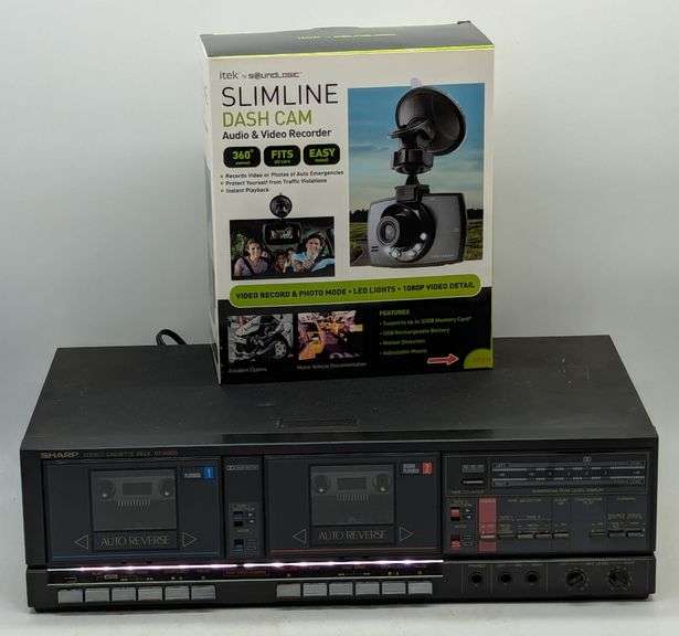 (W) Sharp stereo cassette deck (model RT-W800BK), and a Itek slimline ...
