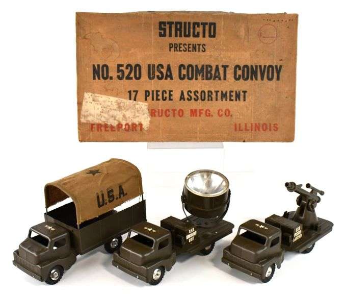 Structo No. 520 U.S.A. Combat Convoy Set w/ Box - Kraft Auction Service ...