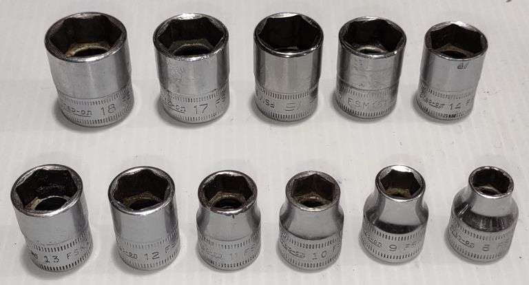 Snap-On 11pc 3/8" Drive 6-Point Metric Shallow Sockets (8mm - 18mm ...