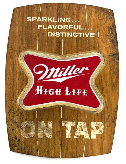 1970's Miller High Life "On Tap" light-Up Sign - Kraft Auction Service, LLC