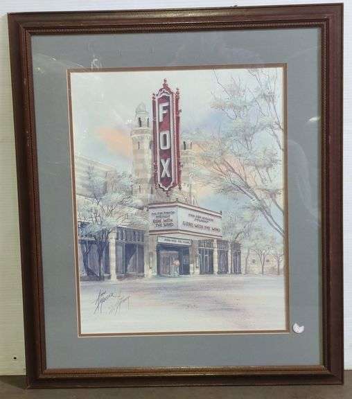 (AF) Fox Theater With. "Gone With The Wind" Marquis. Framed Under Glass ...