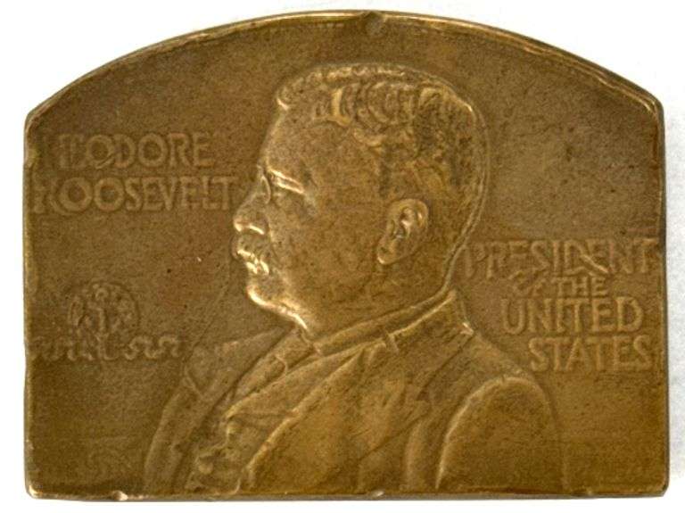 Bronze Theodore Roosevelt 1907 Hampton Roads - Kraft Auction Service, LLC