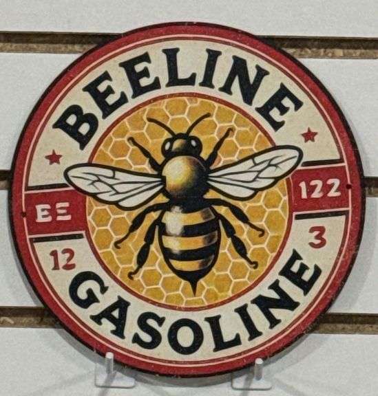 (KC) Beeline Gasoline Round Advertising Metal Sign 7.75 - Kraft Auction ...