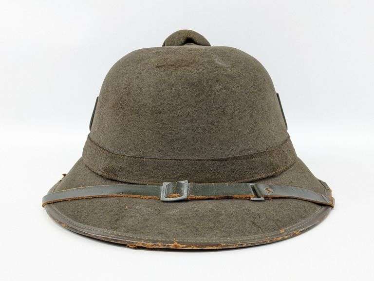 WWII German Afrika Corp SS Green Felt Pith Helmet - Kraft Auction ...