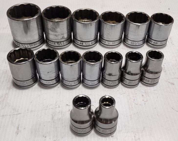 Snap-On 1/2" Drive 12-Point Shallow Sockets Incl. 1-1/4", 1-1/16", 7/8 ...