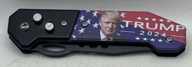 (T) Donald Trump Pocket Blade Knife 8” - Kraft Auction Service, LLC