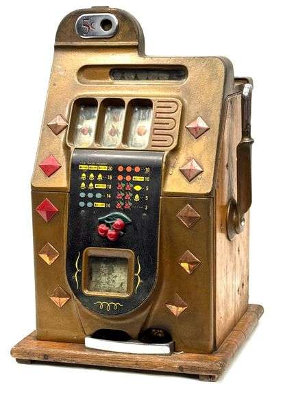 1930's Mills Diamond Front 5 Cent Slot Machine - Kraft Auction Service, LLC