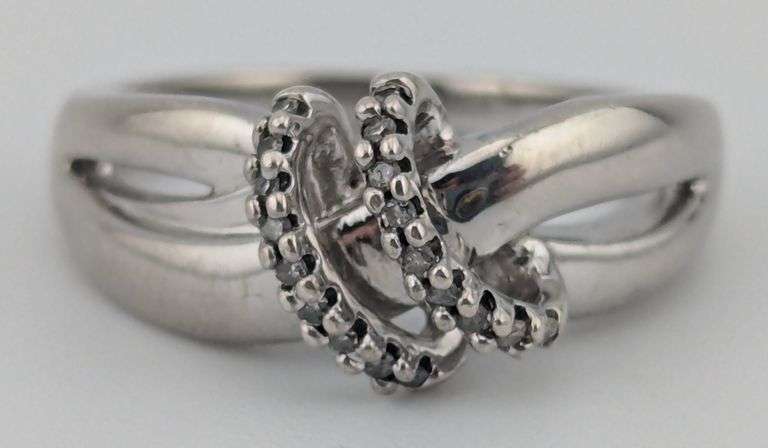 Sterling Diamond Accent Looped Crossover Ring - Kraft Auction Service, LLC
