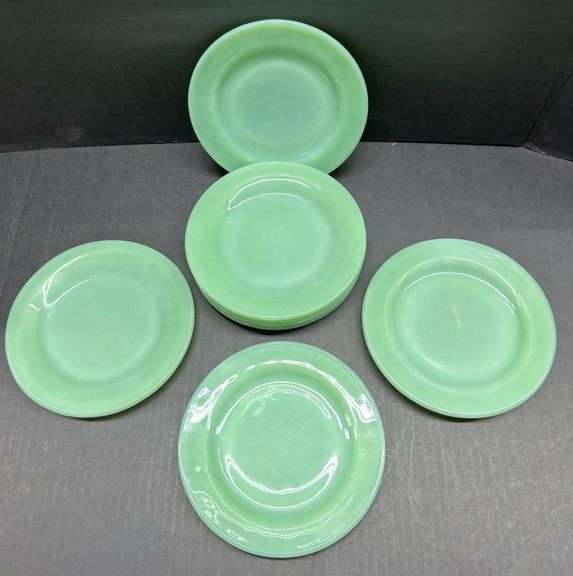 (H) Fire King Oven Ware Plates Set of 9. - Kraft Auction Service, LLC